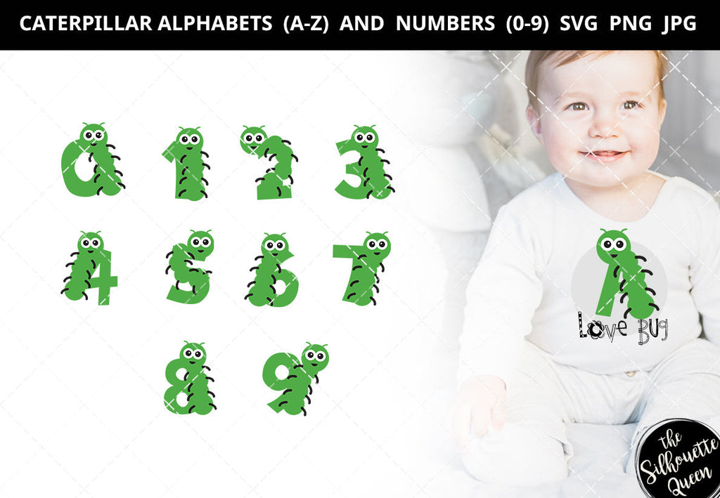 Caterpillar alphabet a-z svg, caterpillar number 0-9 svg, alphabet ...