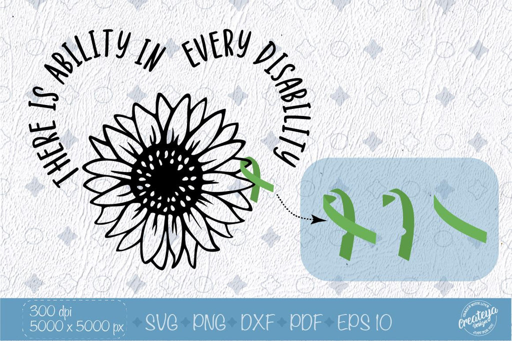 Cerebral Palsy SVG with Sunflower. CP Awareness quote SVG - So Fontsy
