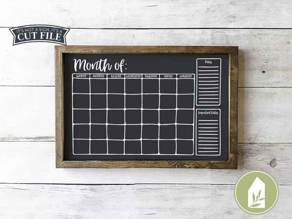 Chalkboard Calendar SVG | Farmhouse Sign Design - So Fontsy