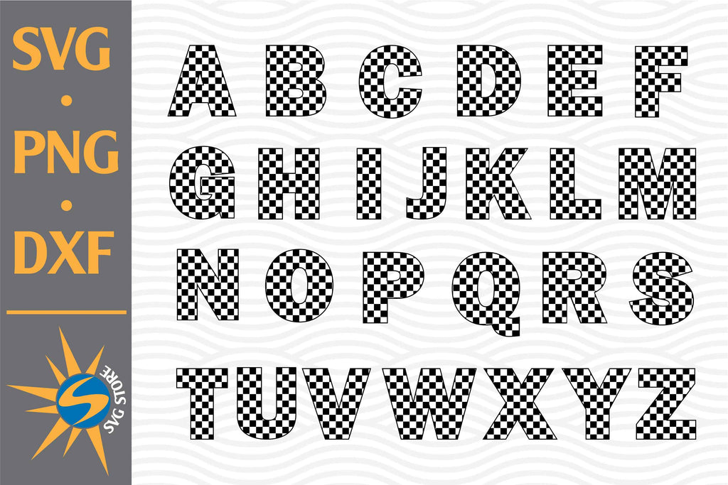 Checkered Alphabet SVG, PNG, DXF Digital Files Include - So Fontsy