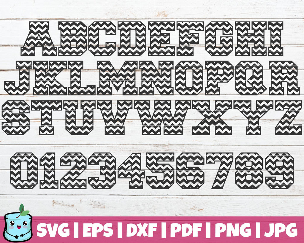 Chevron Alphabet And Numbers - So Fontsy