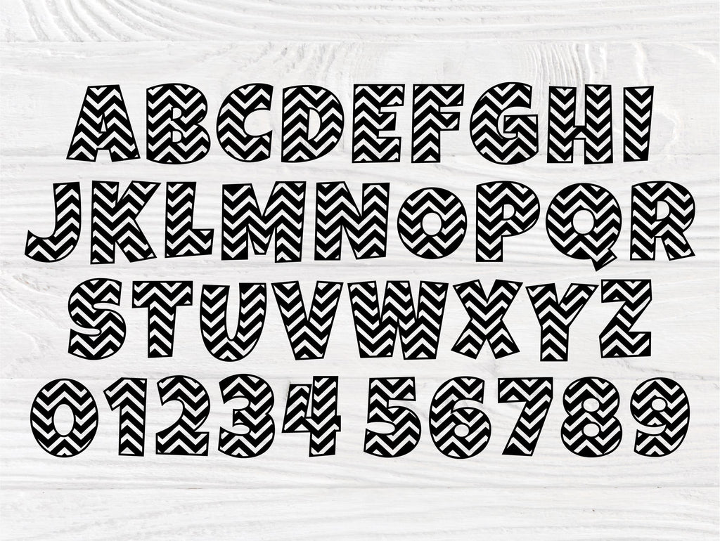 Chevron Alphabet SVG, Kids Font, Letters & Numbers - So Fontsy