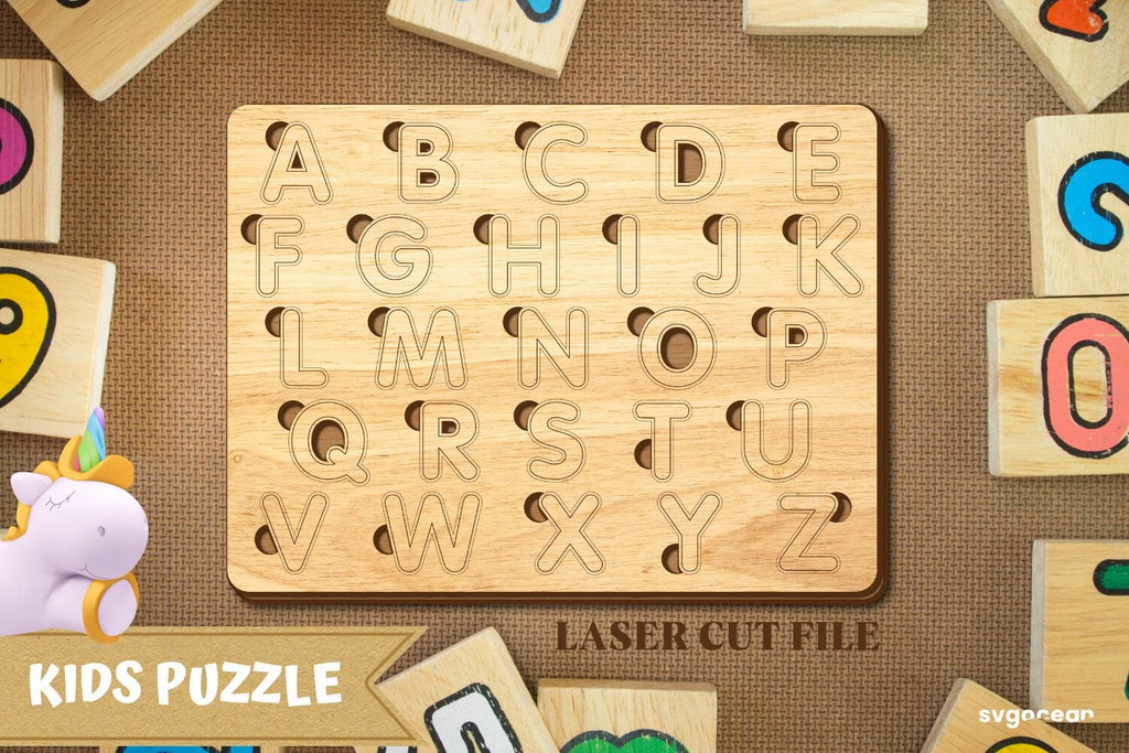Children's Alphabet Puzzle Laser Cut Files - So Fontsy