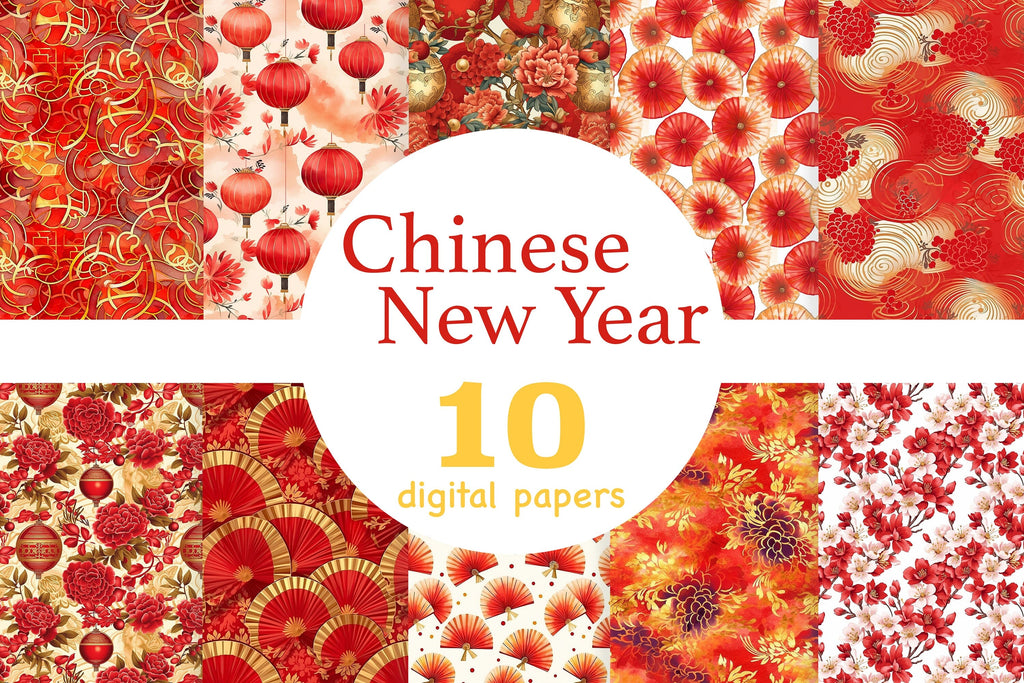 Chinese New Year Digital Papers | China Background - So Fontsy