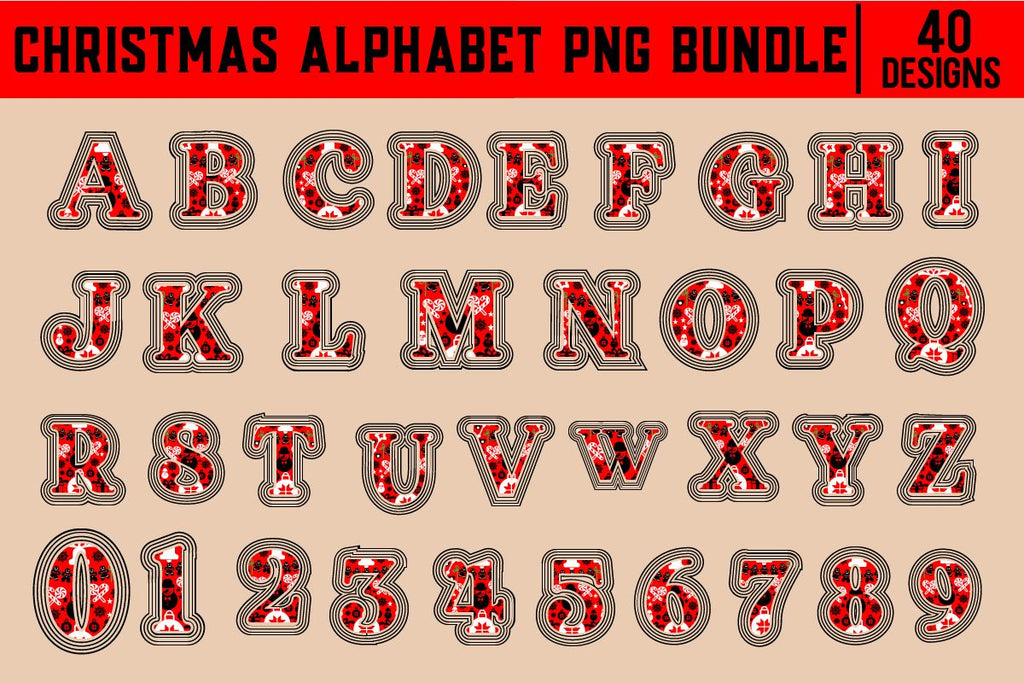 Christmas Alphabet Design, PNG Bundle - So Fontsy