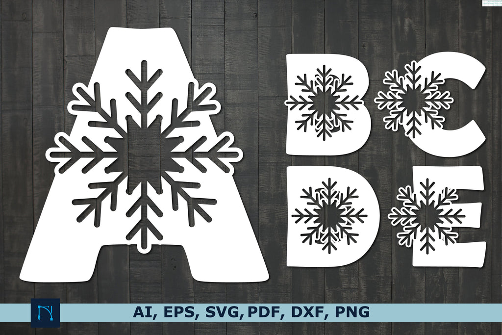 Christmas alphabet snowflake SVG bundle - So Fontsy