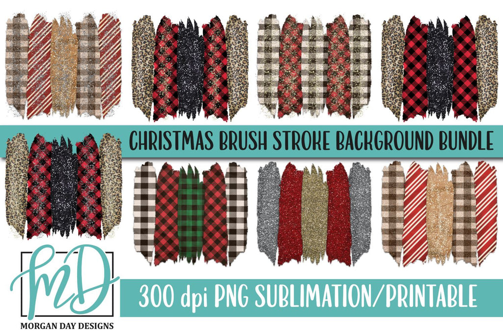 Christmas Brush Stroke Background Sublimation Printable Bundle - So Fontsy