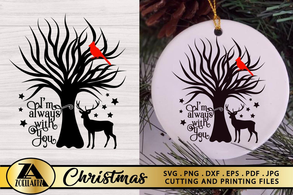 Christmas Cardinal Tree SVG Christmas Ornament SVG Cut Files - So Fontsy