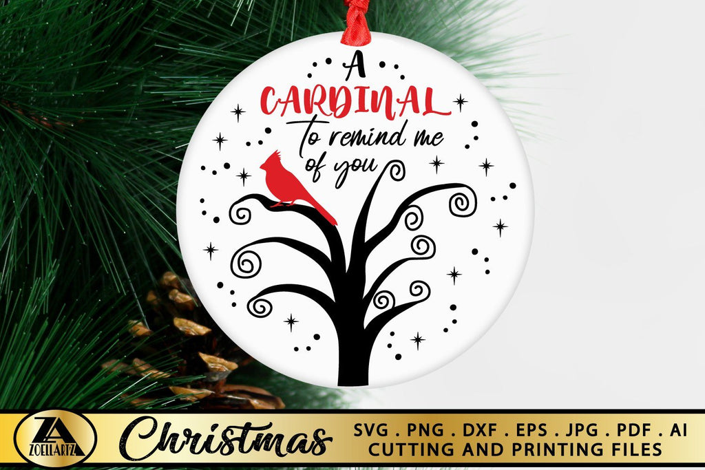 Christmas Cardinal Tree SVG Christmas Ornament SVG Cut Files - So Fontsy