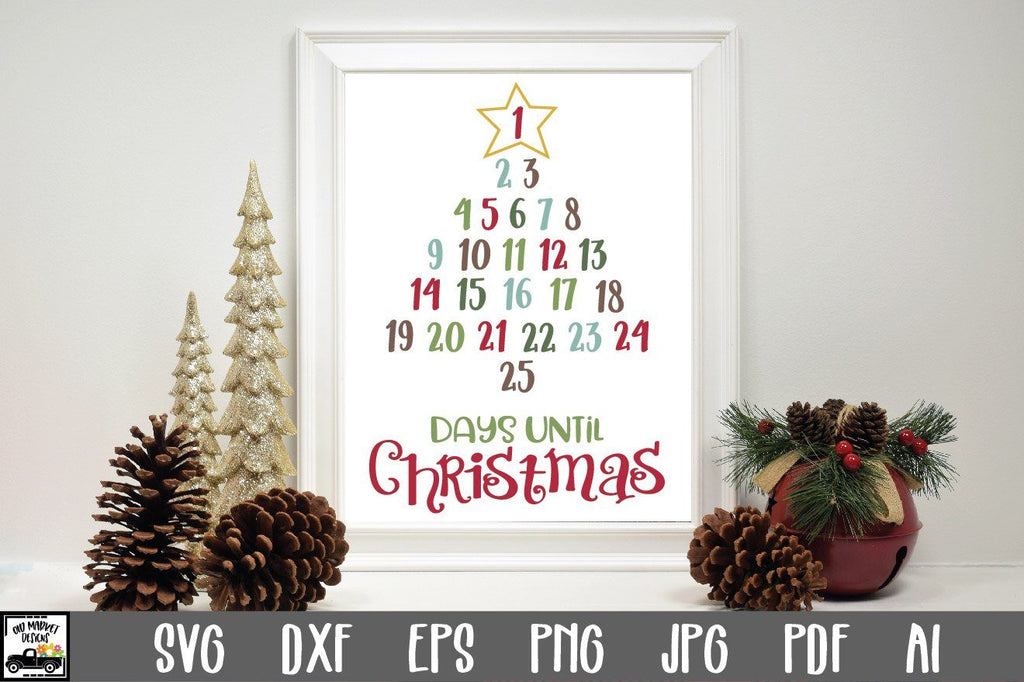 Christmas Countdown SVG Cut File - Christmas Number Tree SVG - So Fontsy