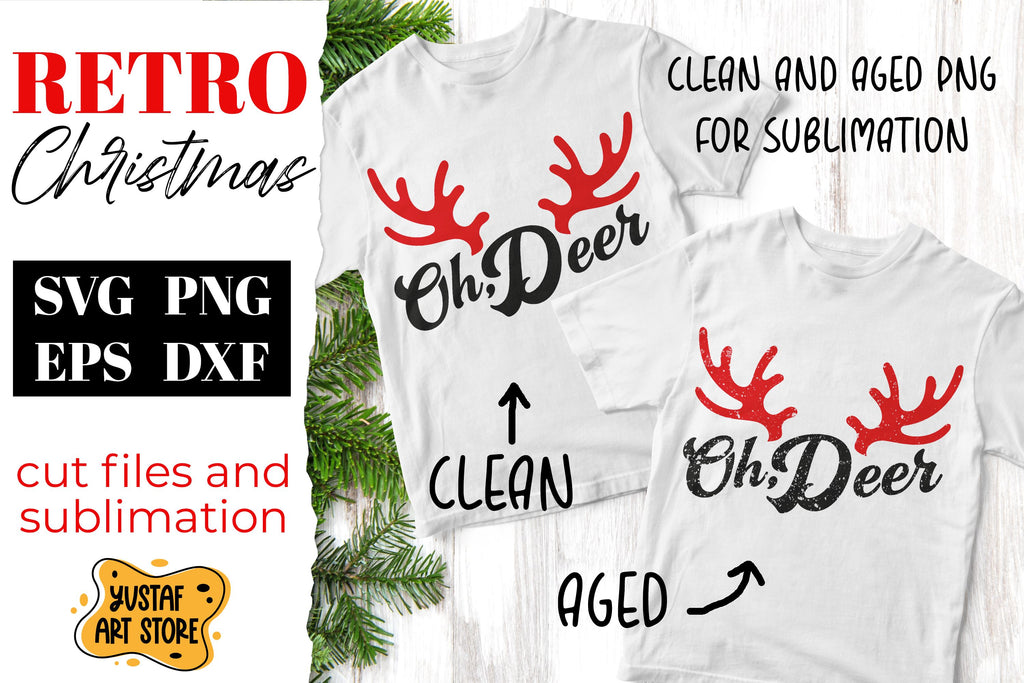 Christmas Deer SVG design "Oh, Deer" quote - So Fontsy
