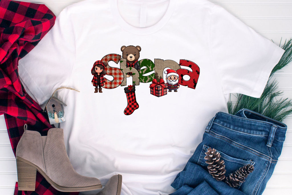 Christmas Doodle Letters PNG, Plaid Holiday Alpha Bundle - So Fontsy