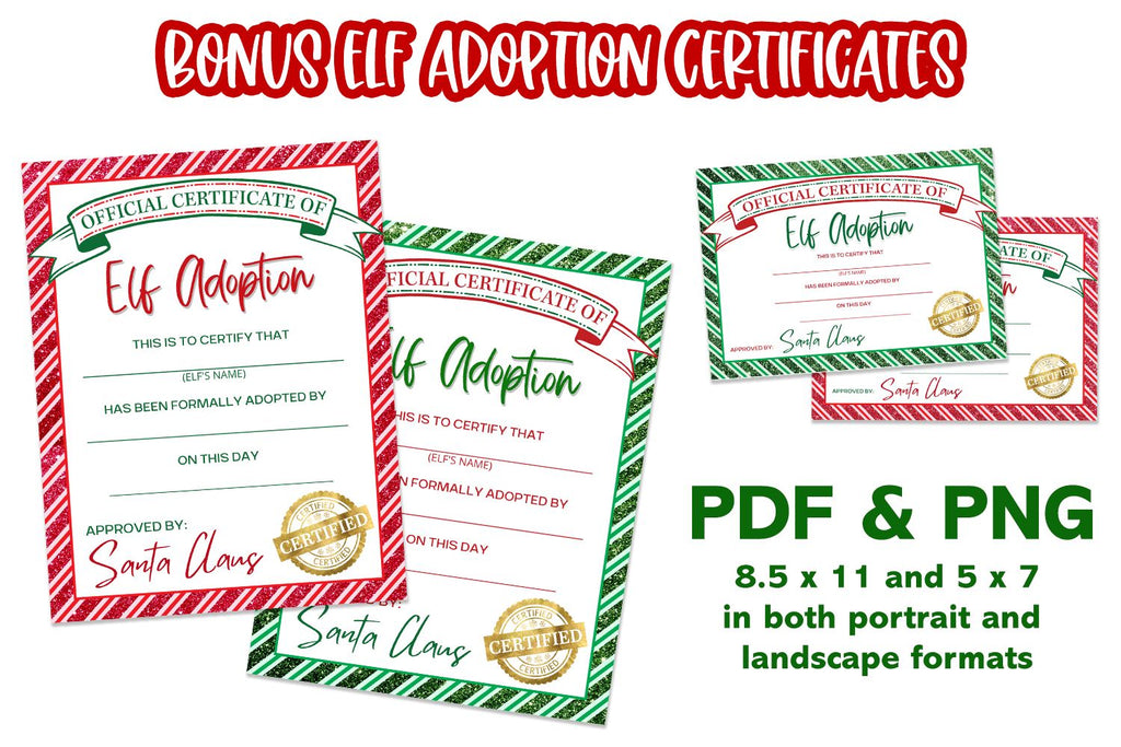 Christmas Elf Dress Up Kit with Bonus Adoption Certificates - So Fontsy