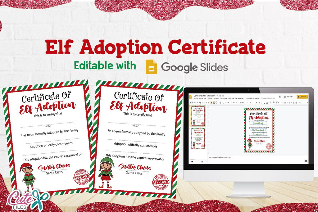 Christmas Elf toy kit SVG cut files- Certificate of adoption - So Fontsy
