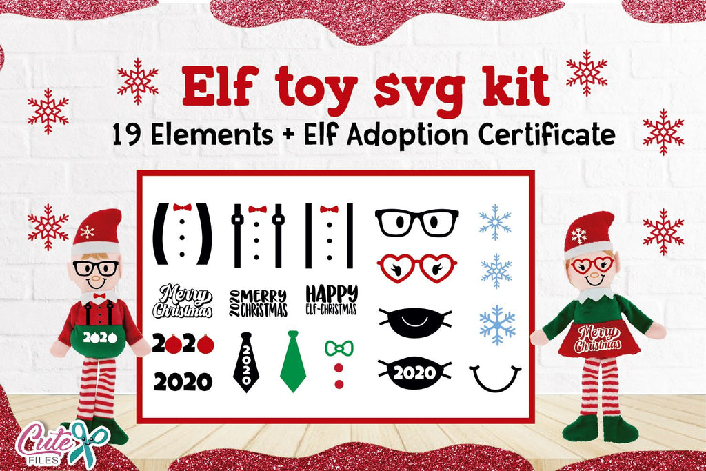 Christmas Elf toy kit SVG cut files- Certificate of adoption - So Fontsy