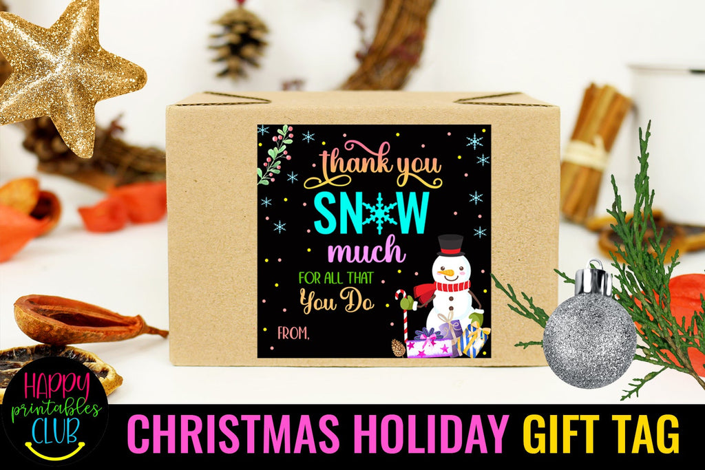 Christmas Gift Tags for Teachers- Thank You Snow Much - So Fontsy