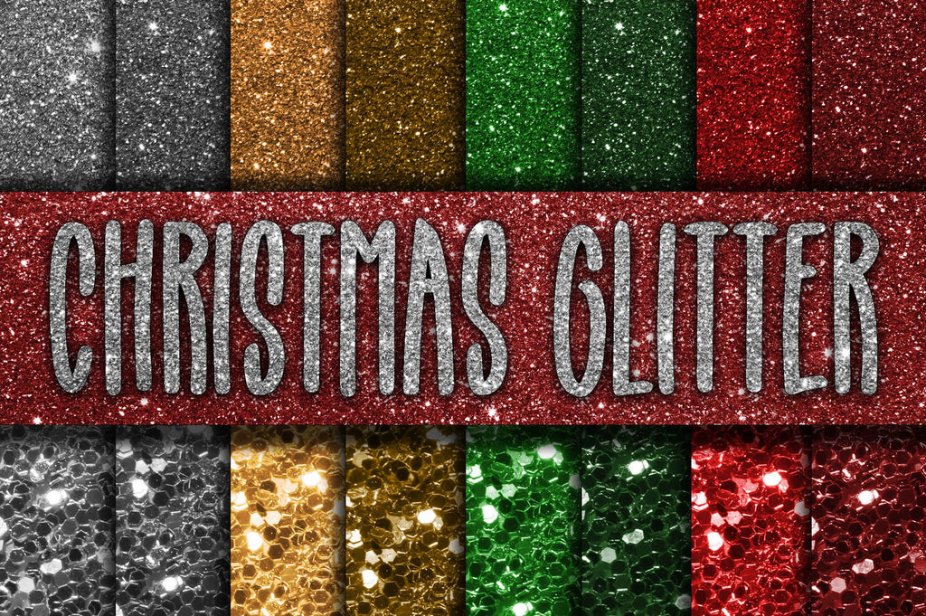 Christmas Glitter Digital Paper - So Fontsy