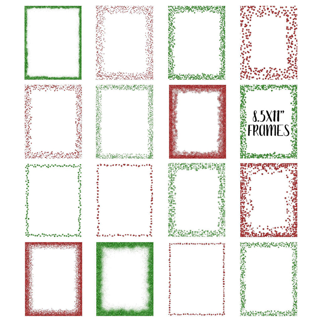 Christmas Glitter Frames and Borders PNG Clipart Bundle - So Fontsy