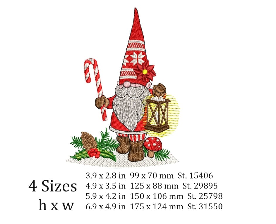 Christmas Gnome embroidery design, Winter gnome , 4 sizes, instant dow ...