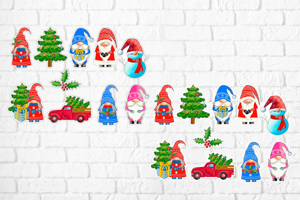 Christmas gnome stickers | Printable Christmas stickers - So Fontsy