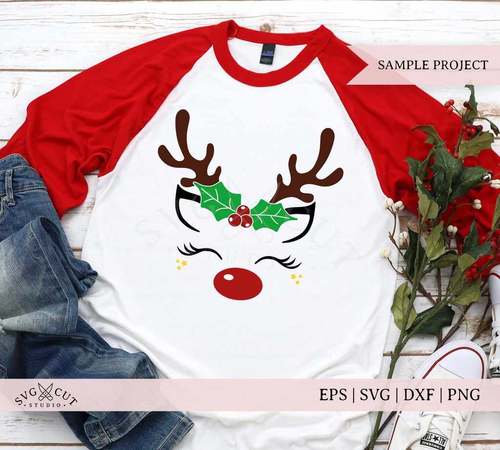 Christmas Holly Reindeer SVG files - So Fontsy