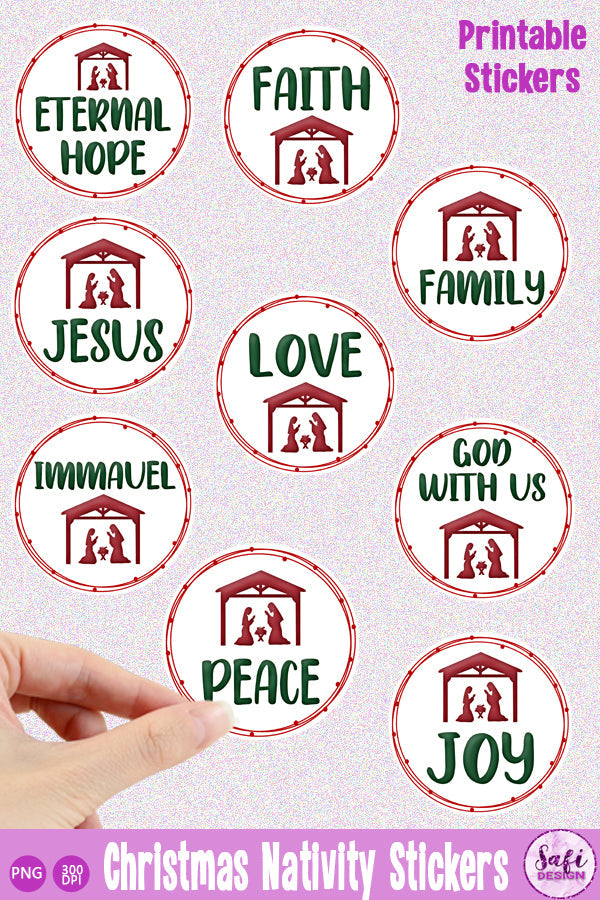 Christmas Nativity Printable Stickers - So Fontsy