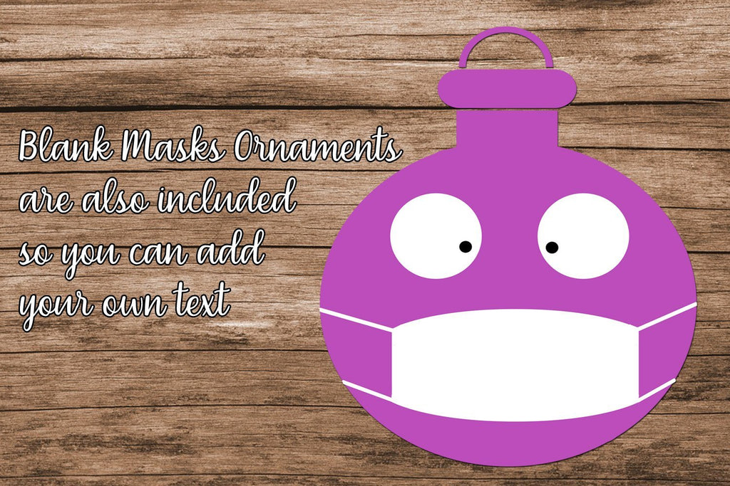 Christmas Ornaments with Face Masks Clipart- COVID Christmas - So Fontsy