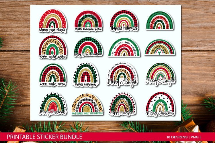 Christmas Rainbow Sticker Bundle PNG - So Fontsy