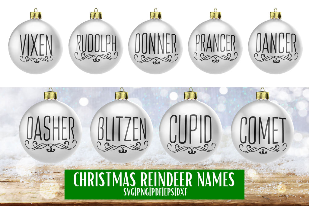 Christmas Reindeer Names SVG Bundle - So Fontsy