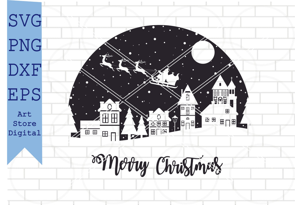 Christmas Scene Svg, Christmas Scene with Santa svg, Christmas svg - So ...