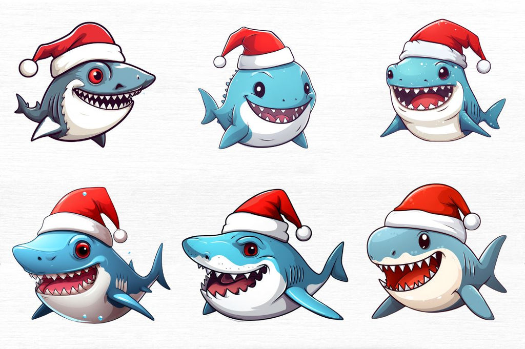 Christmas shark Clipart Bundle - So Fontsy