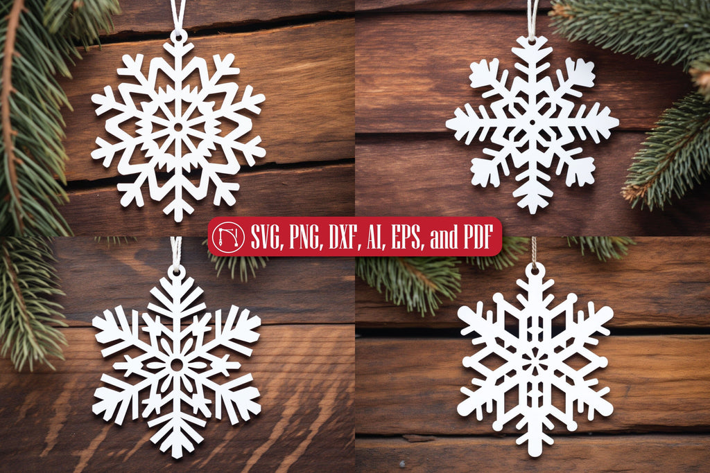 Christmas Snowflake Ornament SVG Bundle - So Fontsy