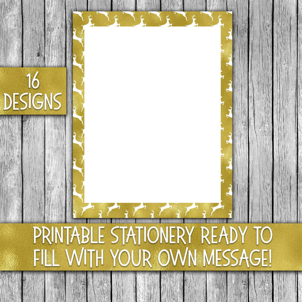 Christmas Stationery - Shiny Gold Foil Digital Paper - So Fontsy