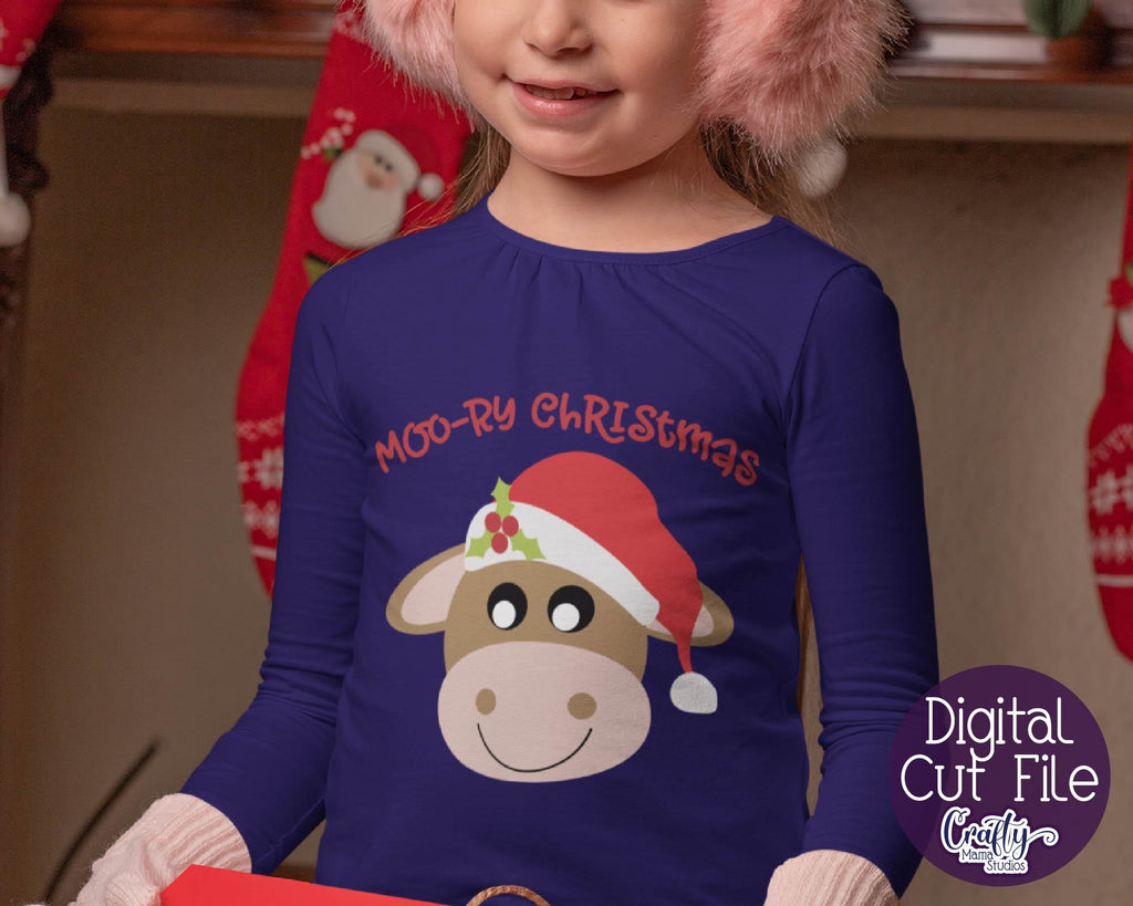 Christmas Svg - Animal Svg - Cow Svg - Moory Christmas - Merry - So Fontsy