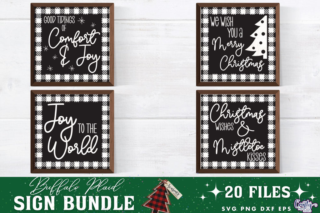 Christmas Svg, Buffalo Plaid Farmhouse Christmas Bundle - So Fontsy