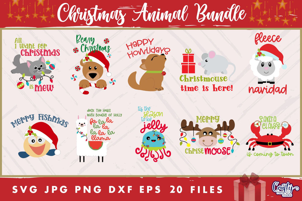 Christmas SVG Bundle - Animal Svg - Pet Christmas Bundle - So Fontsy