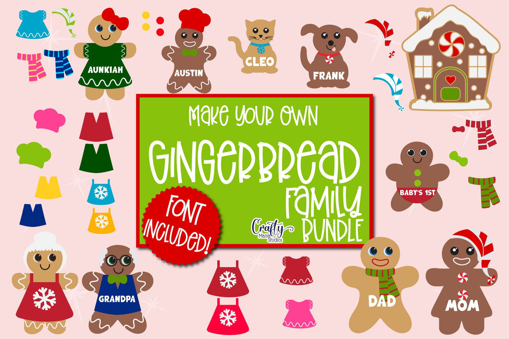 Christmas Svg, Gingerbread Family, Build Your Own Family - So Fontsy