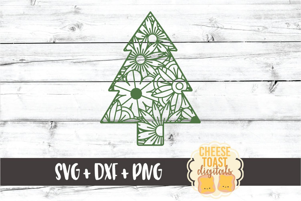 Christmas Tree - Christmas Zen Doodle SVG PNG DXF Cut Files - So Fontsy
