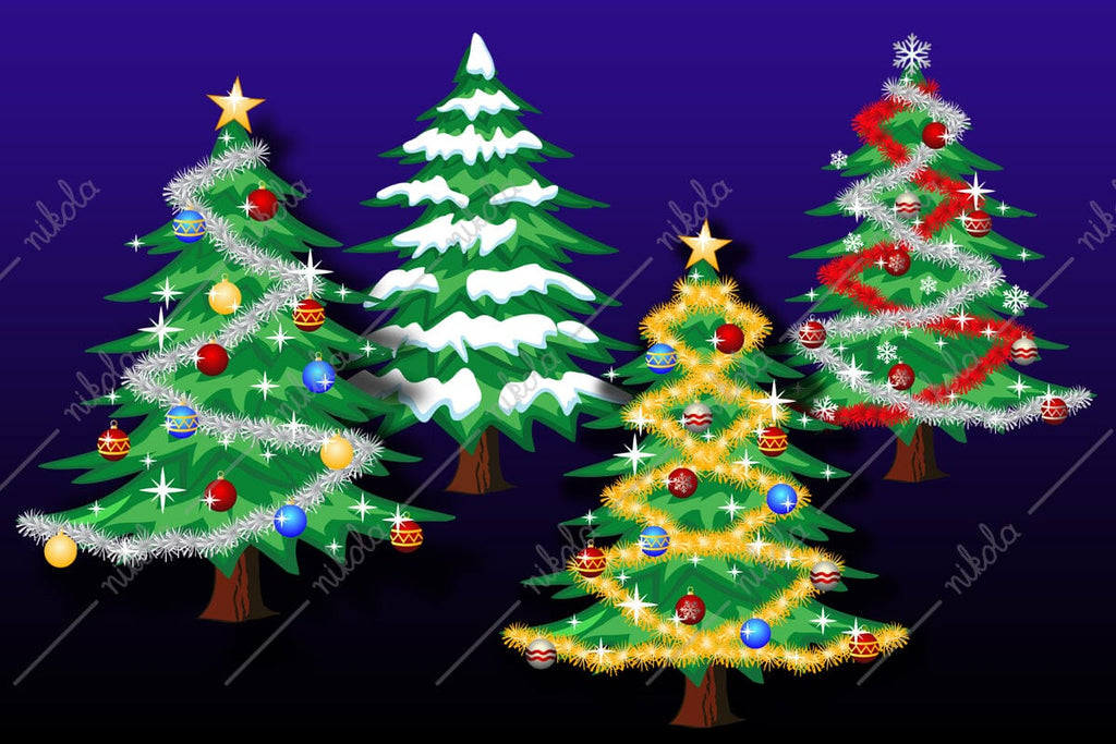 Christmas Tree Clipart, Winter Tree - So Fontsy