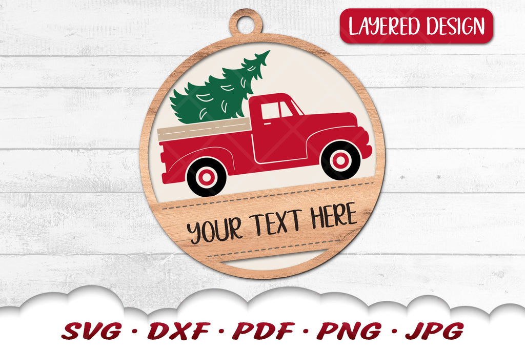 Christmas Truck SVG | Monogram Christmas Ornament SVG - So Fontsy