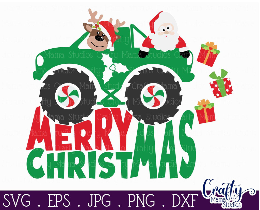 Christmas Truck Svg, Monster Truck Svg, Santa Kids Truck - So Fontsy