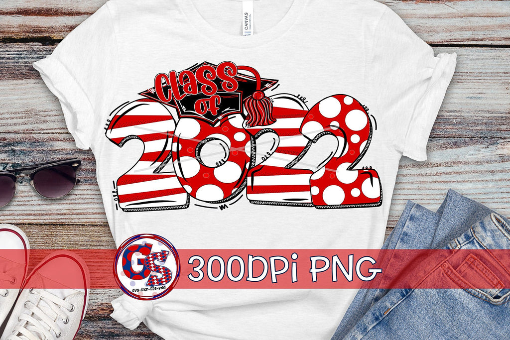 Class of 2022 Red Black PNG for Sublimation - So Fontsy