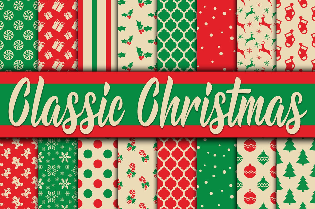 Classic Christmas Digital Paper - So Fontsy