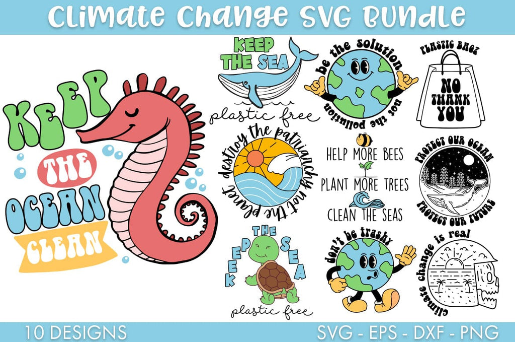 Climate Change Earth Day SVG Bundle PNG Cut file - So Fontsy