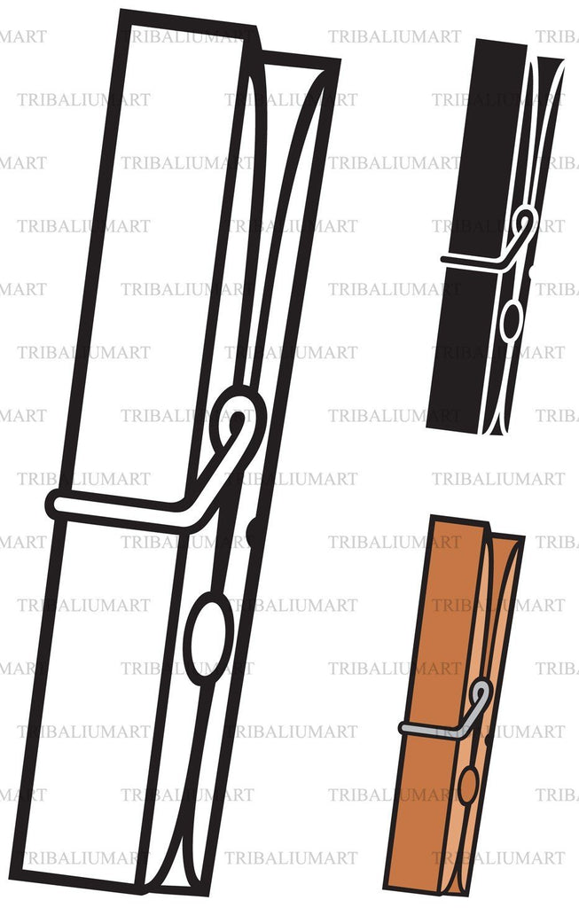 Clothespin. Cut files for Cricut. Clip Art silhouettes (eps, svg, pdf ...