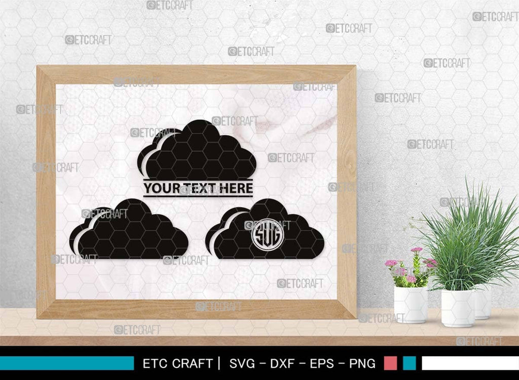 Cloud Monogram, Cloud Silhouette, Cloud SVG, Rain Cloud Svg, Sky Svg ...