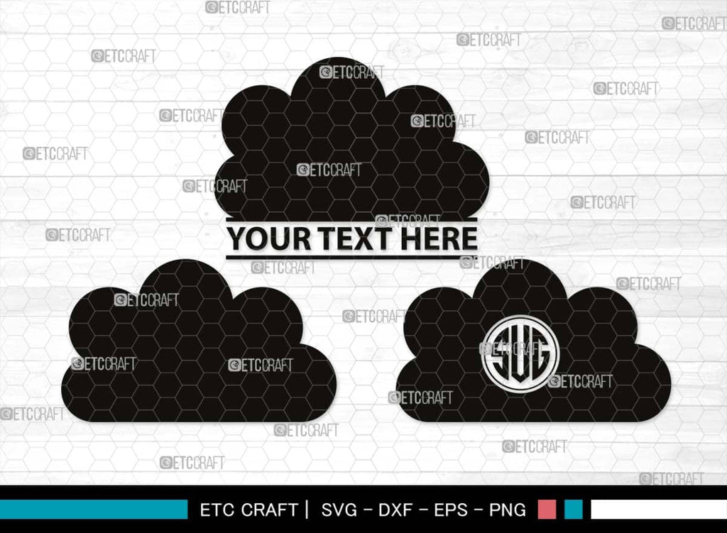 Cloud Monogram, Cloud Silhouette, Cloud SVG, Rain Cloud Svg, Sky Svg ...