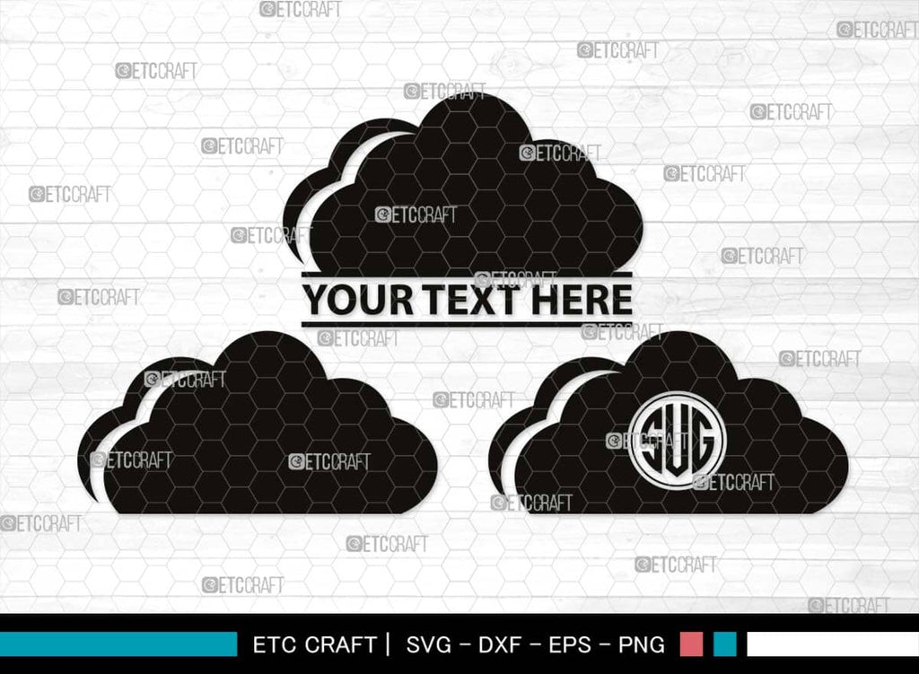 Cloud Monogram, Cloud Silhouette, Cloud SVG, Rain Cloud Svg, Sky Svg ...