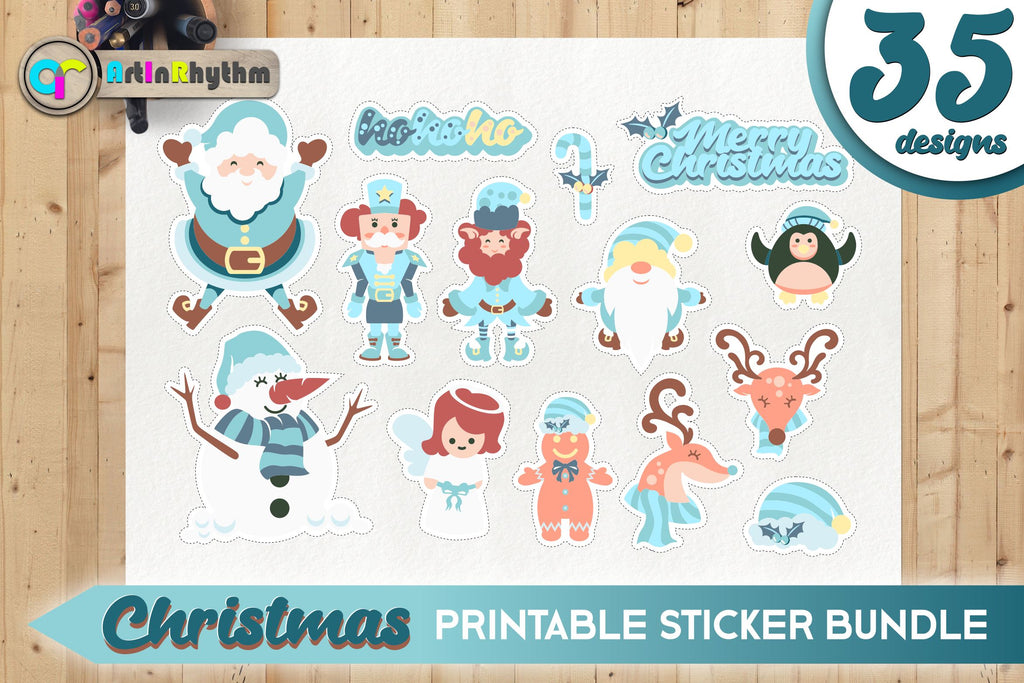 Coastal Christmas Sticker Bundle / Printable PNG Clipart - So Fontsy