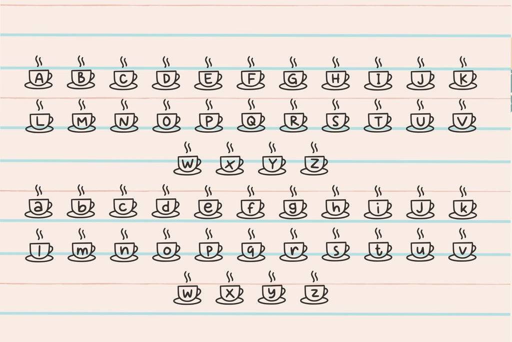 Coffee Cup Alphabet Set SVG - So Fontsy